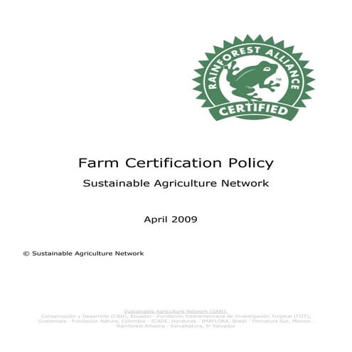 San farm certification policy april 2009 | PDF