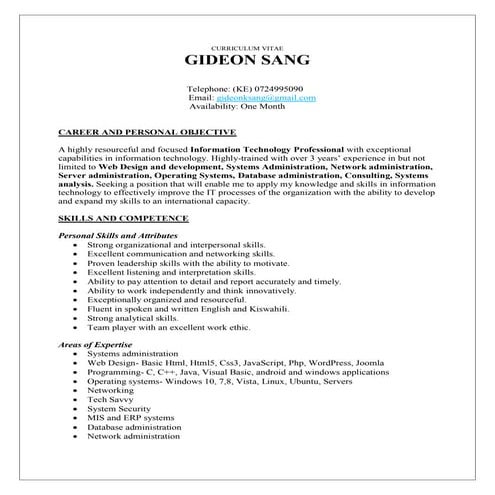 Sang gideon resume | PDF