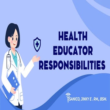 HEALTH EDUCATOR RESPONSIBILITIES- miness | PDF
