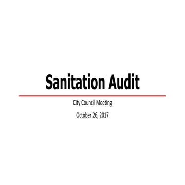 Sanitation Audit | PPTX