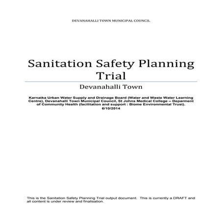 Sanitation Safety Plan trial at Devanahalli | PDF