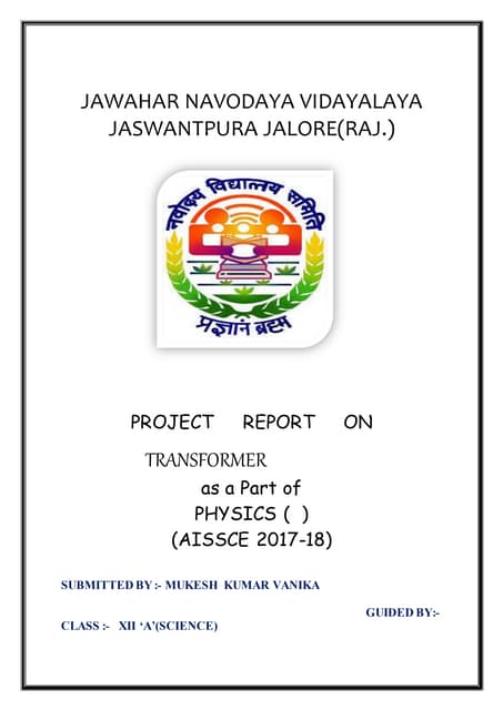 Transformer(Class 12 Investigatory Project) | PDF | Physics | Science