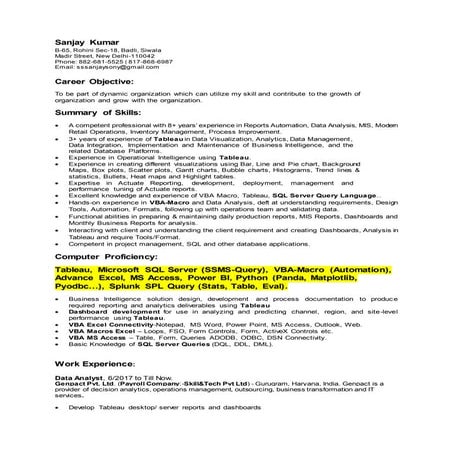 Sanjay Kumar Tableau Sql Vba Docx