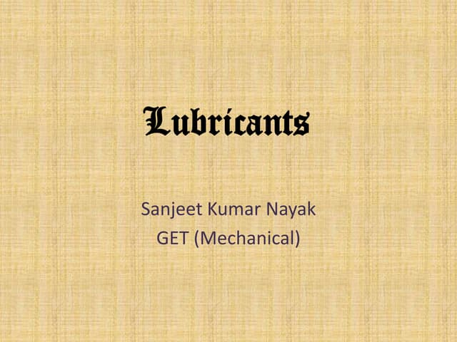 Classification of lubricants | PDF | Chemistry | Science