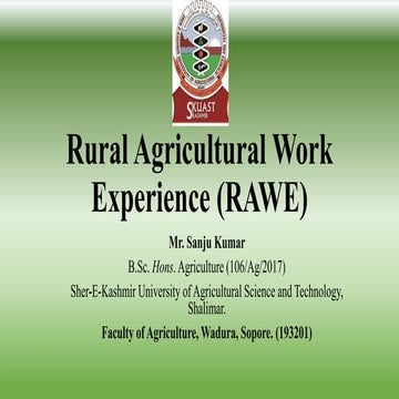Presentation on RAWE and agro-industrial attachment program 2022 | PPTX