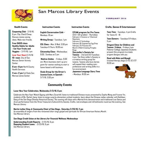 San Marcos Library Events | PDF