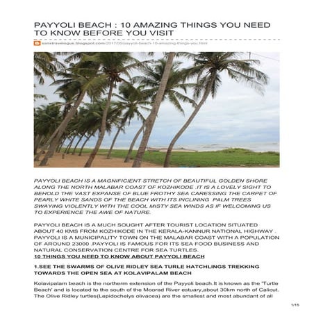 payyoli beach 10 amazing things you need to know before you visit | PDF