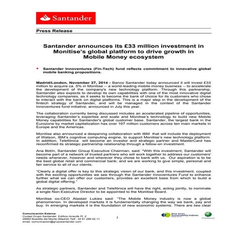 SANTANDER AND ZURICH FORM ALLIANCE IN LATIN AMERICA | PDF