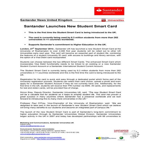 Santander launches new student smart card | PDF
