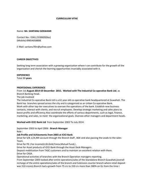 Vinod_Cv_1 | DOCX | Business Banking & Finance | Business