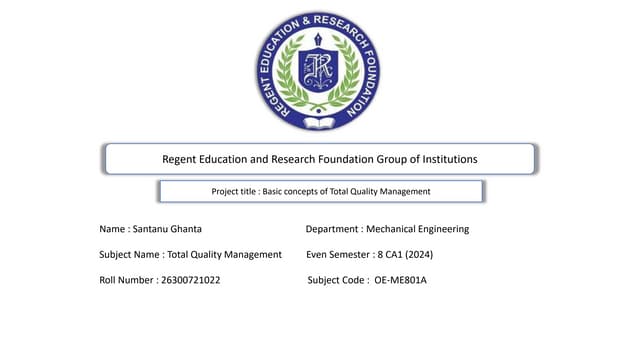 Total Quality Management (TQM) | PPTX