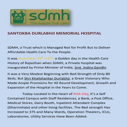Santokba Durlabhji Memorial Hospital | PDF