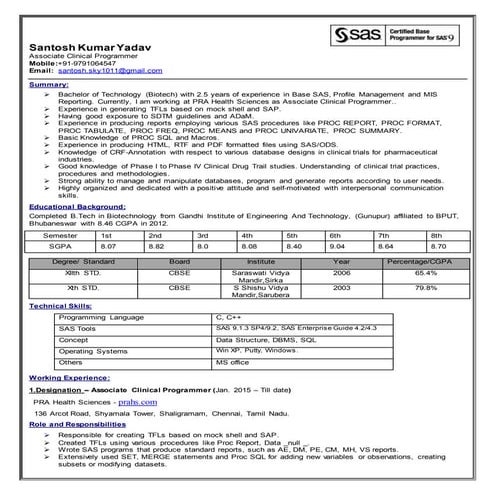 Santosh resume | DOCX