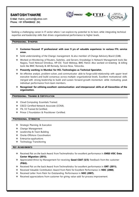 ITIL Transformation Project Summary | PDF