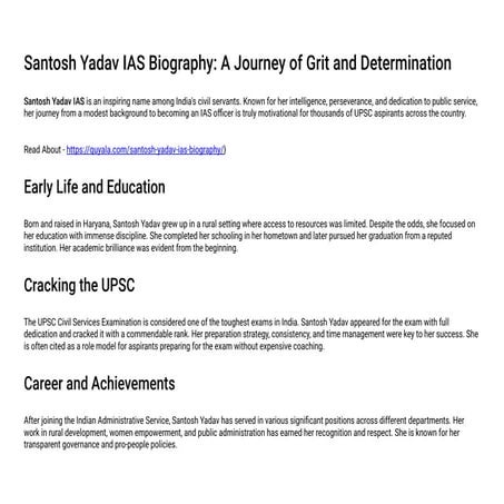 Santosh Yadav IAS Biography A Journey of Grit and Determination.pdf