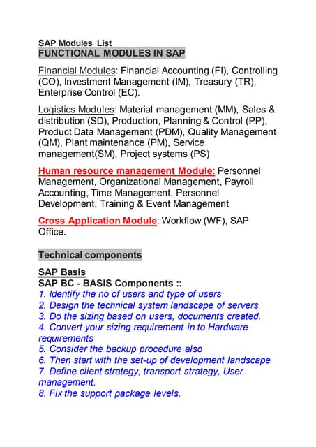 Sap modules-overview | PDF