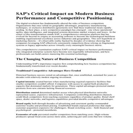 SAP – Critical Impact on Modern Business Performance | PDF