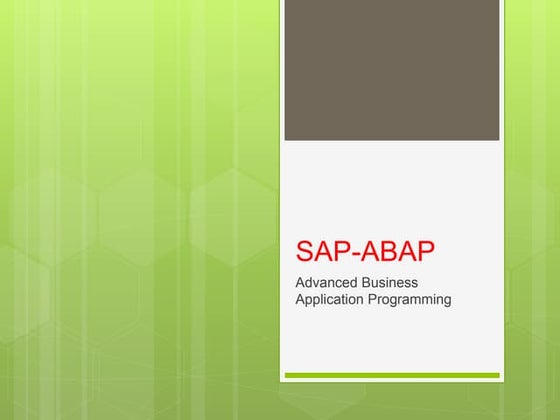 Sap Abap Module Pool Programming Give By Rahul Mehta Ppt 3806