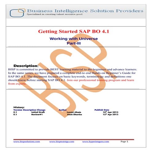 Sap bo-universe-design-beginner-s-guide-part-i | PDF