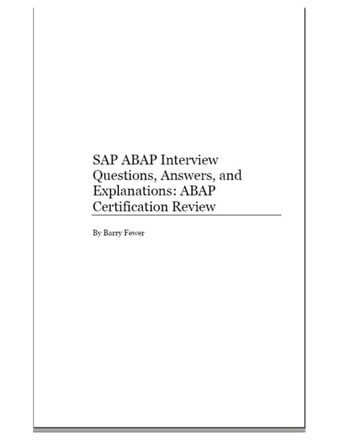 Sap Abap Certification Questions And Answers Pdf