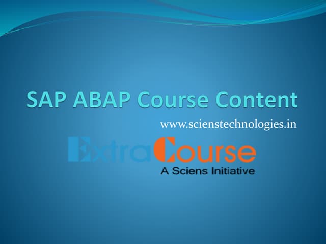Sap Abap Course Ppt