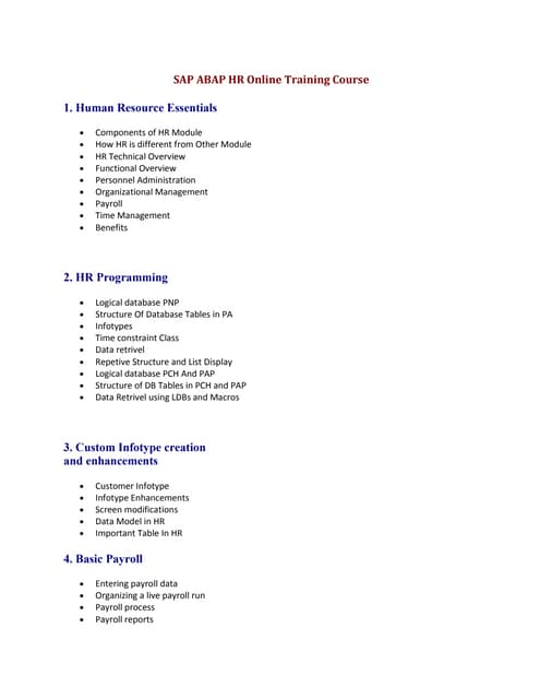 Sap Abap Hr Online Training Course Pdf