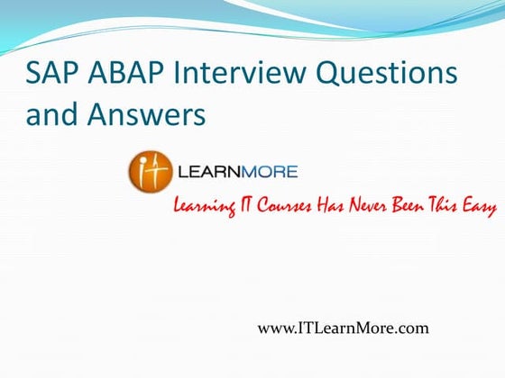 500 Sap Abap Interview Questions With Answers Pdf