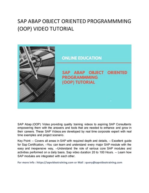 Sap Abap Object Oriented Programmming Training 1378