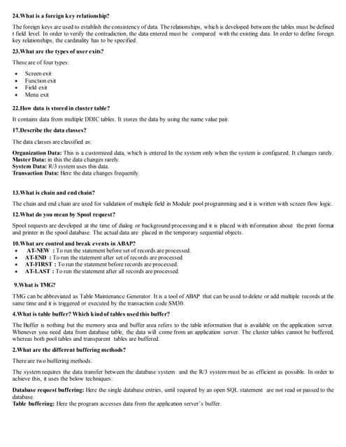 Sap abap questions | DOCX Sap abap questions | DOCX