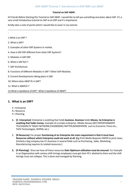 Step By Step Guide For Creating First Abap Report In Sap Pdf