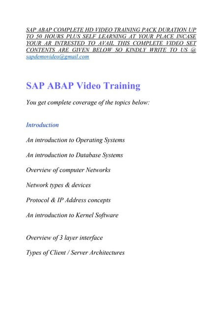 Sap Basis Training Video Tutorial Pdf