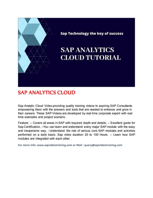 Sap Analytics Cloud Tutorial Pdf
