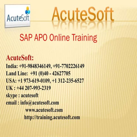 Sap apo online training | PPT