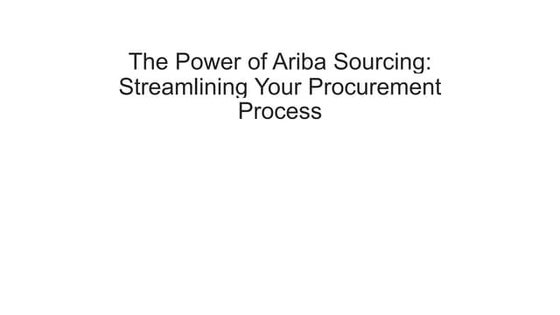 Ariba Spend Management | PPT
