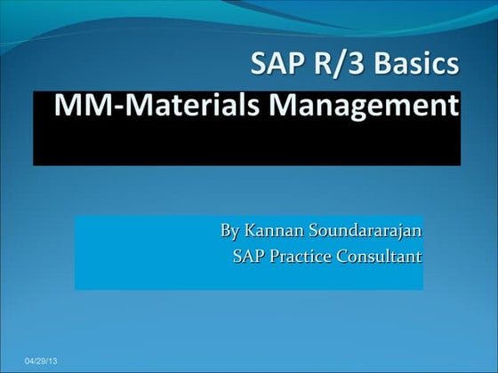 Sap basic training master data | PPT