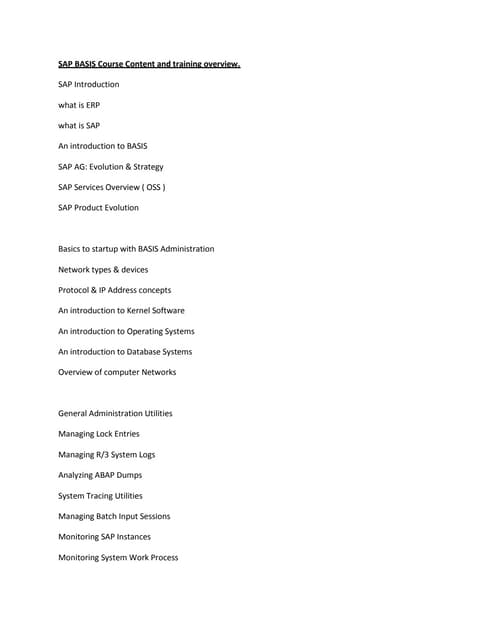 SAP BASIS Daily Monitoring T - codes | PDF