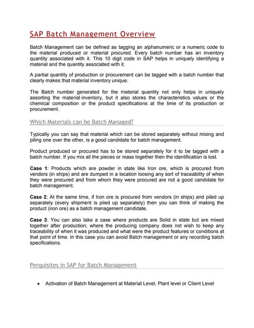 Sd configuration steps for automatic batch determination in delivery | PDF | Operating Systems ...