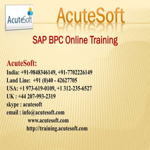 Sap bpc online training | PPTX