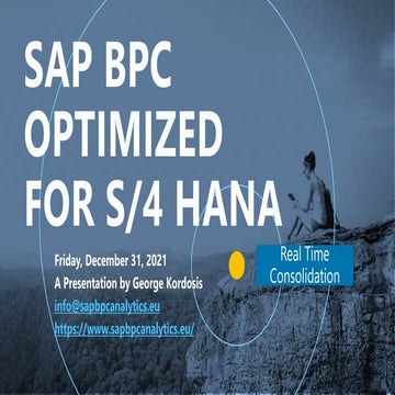 Sap bpc optimized for s4 hana real time consolidation | PPTX
