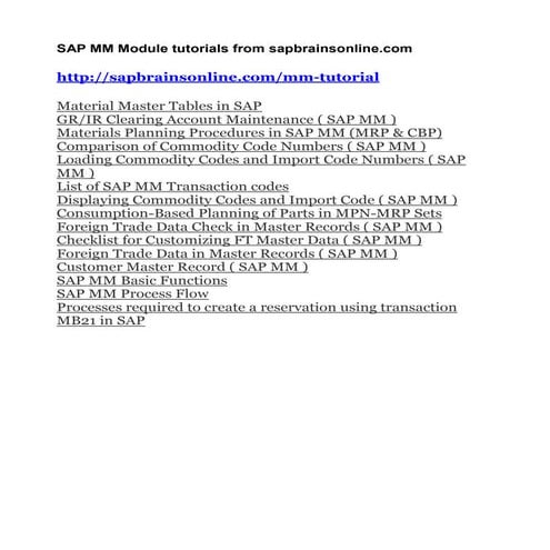 SAP MM Tutorials | PDF