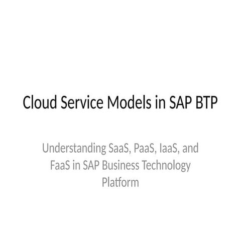 What Are SAP Cloud Services? | PDF
