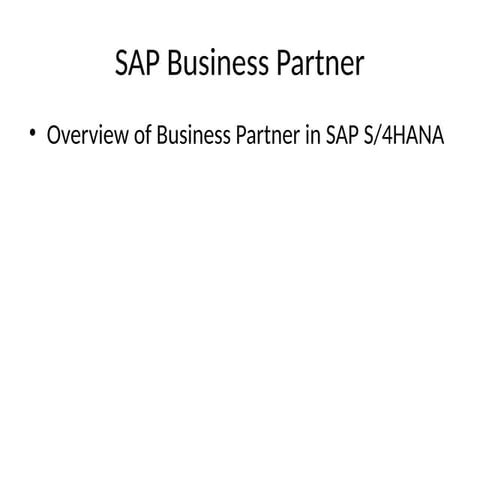 SAP S4HANA Business partner & Customer & vendor Integration | PDF