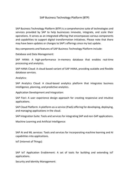 SAP BTP Basic Platform Concepts for beginners | PPT