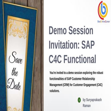 SAP C4C Functional Online Training Demo Session | PPTX
