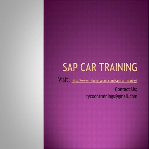 SAP CAR Training | Customer Activity Repository Online Training | PPTX
