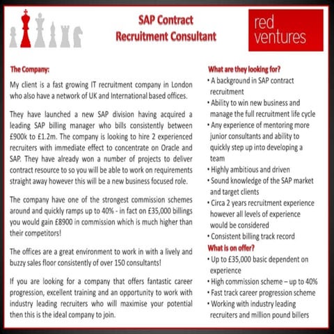 Sap Contract Recruitment Consultant - London | PDF