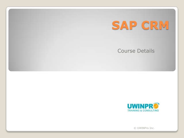 Sap Crm Course Ppt