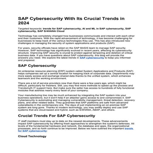SAP Cybersecurity With Its Crucial Trends in 2024 (2).docx | Free Download