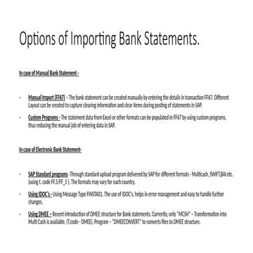 Sap manual bank statement process flow | PDF