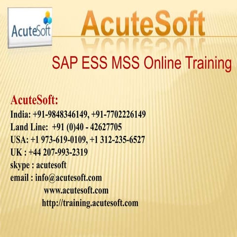 Sap ess mss online training | PPSX